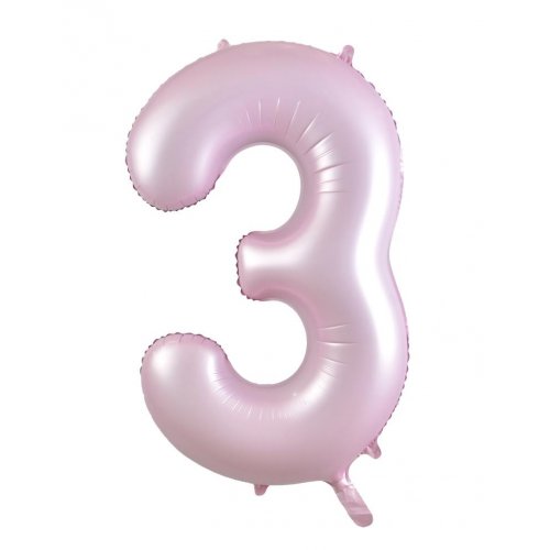 Number 3 Foil Balloon - Matt Pastel Pink – Balloon Superstore